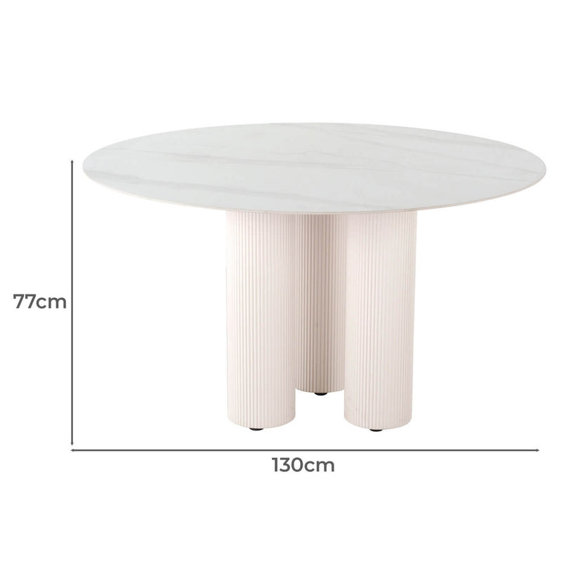 Barcelona | 130cm White Wooden Ash Veneer Round Dining Table