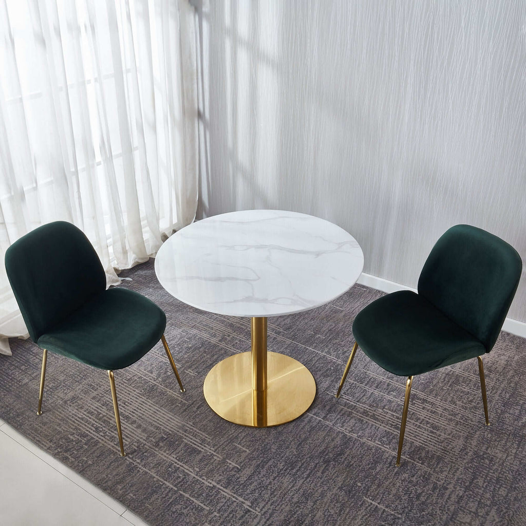Brookfield | Metal White Marble Effect Round Dining Tables