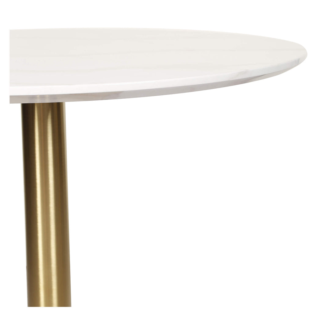 Brookfield | Metal White Marble Effect Round Dining Tables