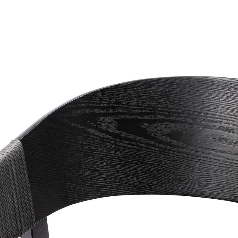 Calderwood | Natural Black Rope Wooden Dining Chair With Arms
