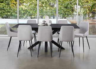 Caspian | Black Ceramic Rectangular 8 Person 2.2m Extension Dining ...