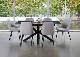 Caspian | Black Ceramic Rectangular 8 Person 2.2m Extension Dining ...
