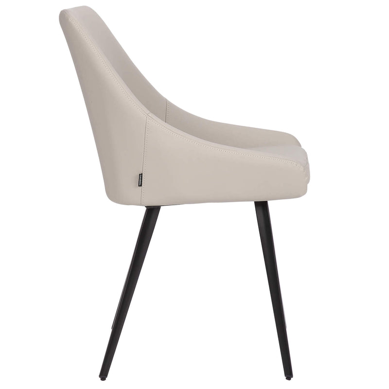 Dark Grey Modern PU Leather Dining Chairs | Set Of 2 | faux Fabric