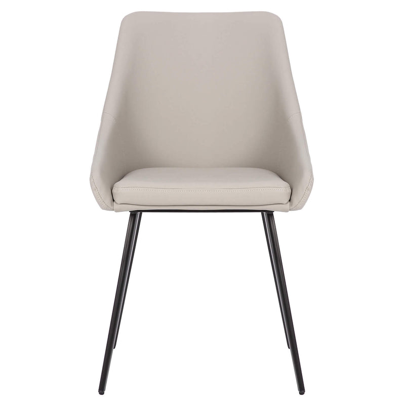 Dark Grey Modern PU Leather Dining Chairs | Set Of 2 | faux Fabric