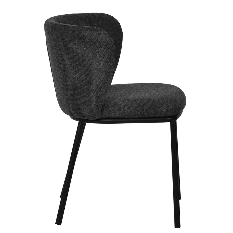 Grey Modern Metal Fabric Dining Chairs | Set Of 2 | Marli